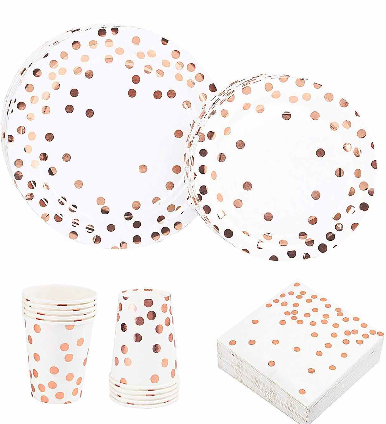 Paper lunch plates with rose gold dots – China Party Products Supplier